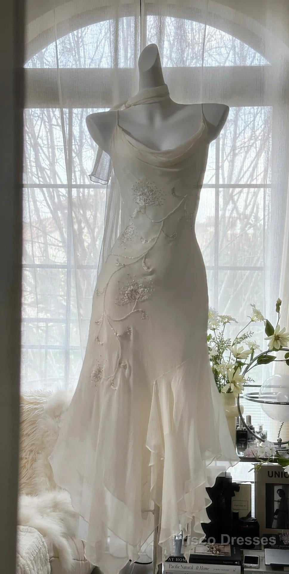 90S Fairytale White Chiffon & Tulle Prom Dress For Pool Party -Vintage ...