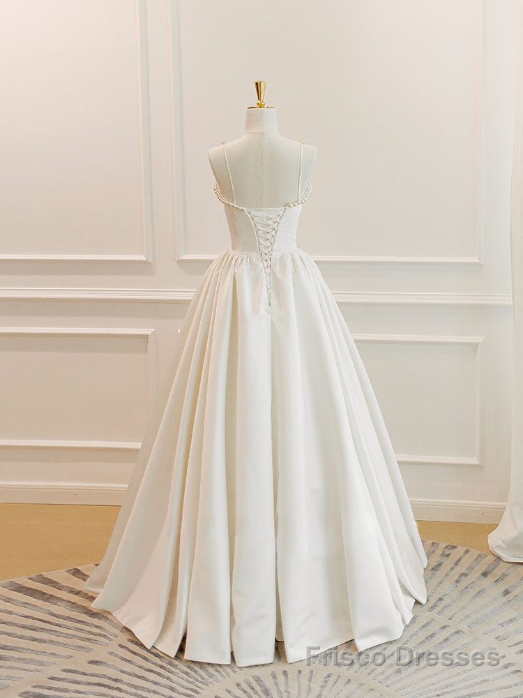 Simple ivory Satin Long Prom Dress, ivory Long Formal Dresses – Frisco ...