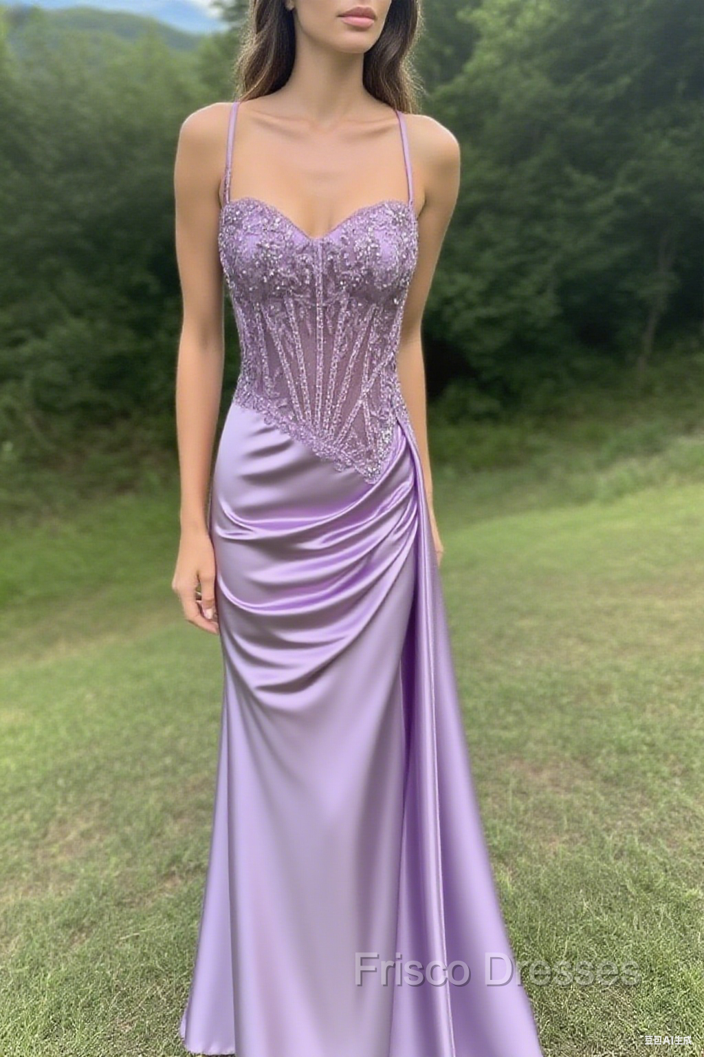Spaghetti Straps Mermaid Formal Prom Dress Appliqued Corset Formal Pro ...