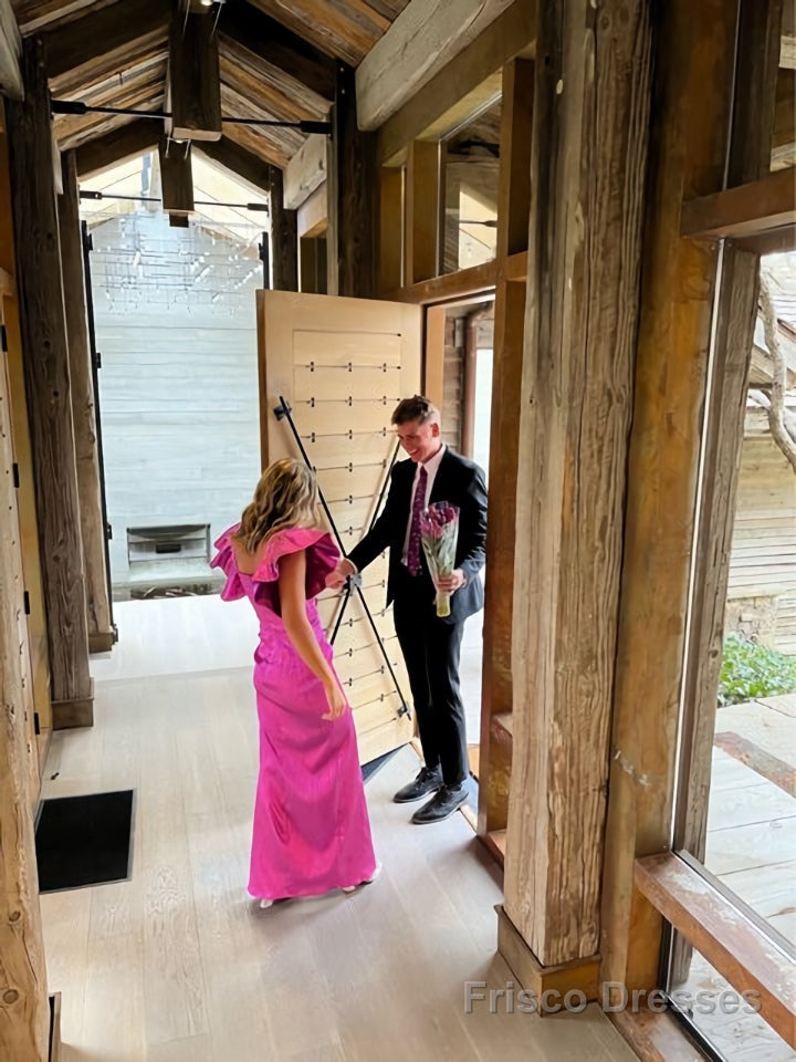 Square Neck Flutter Sleeve Prom Dress with Split – Frisco Dresses